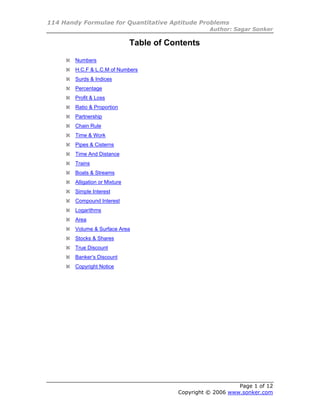Important formulaeforquantitativeaptitude | PDF