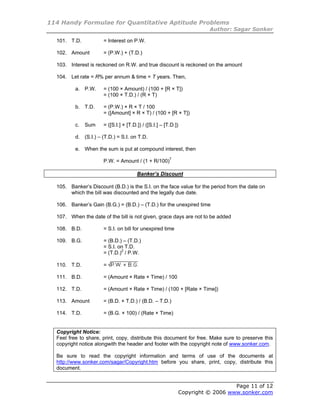 Important formulaeforquantitativeaptitude | PDF