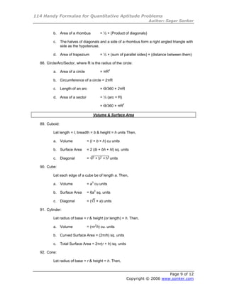 Important formulaeforquantitativeaptitude | PDF