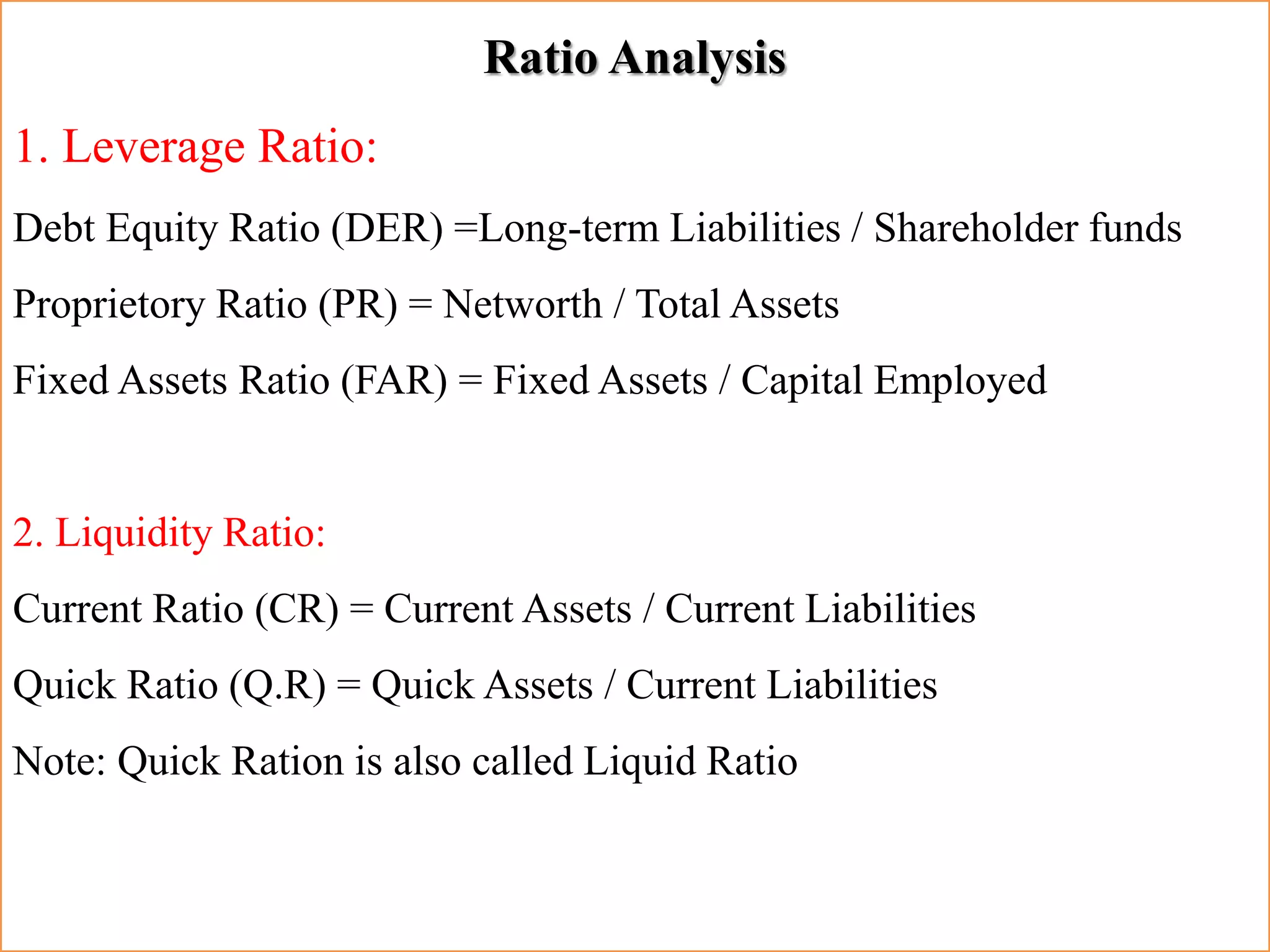 Important Formulas of BEP, Ratio Analysis, Capital Budgeting | PPTX