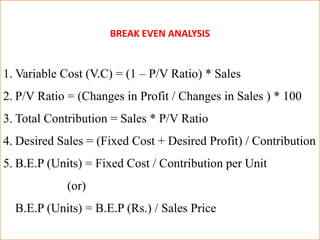 Important Formulas of BEP, Ratio Analysis, Capital Budgeting | PPTX