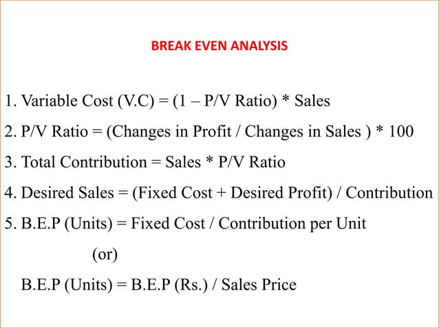 Important Formulas of BEP, Ratio Analysis, Capital Budgeting | PPTX