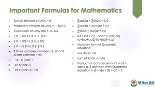 Important formulas for JEE Main 2020 - Subject-wise List | PPT