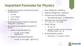 Important formulas for JEE Main 2020 - Subject-wise List | PPT