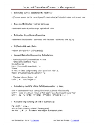Important formules for ugc net commerce,management (most important ...