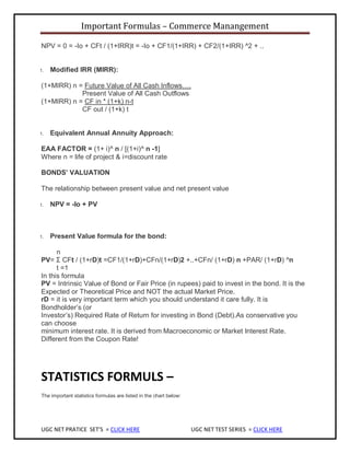 Important formules for ugc net commerce,management (most important ...