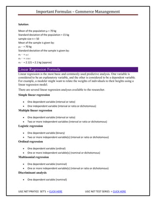 Important formules for ugc net commerce,management (most important ...