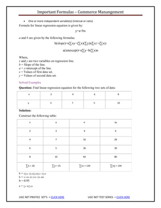 Important formules for ugc net commerce,management (most important ...