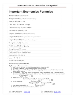 Important formules for ugc net commerce,management (most important ...