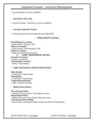 Important formules for ugc net commerce,management (most important ...