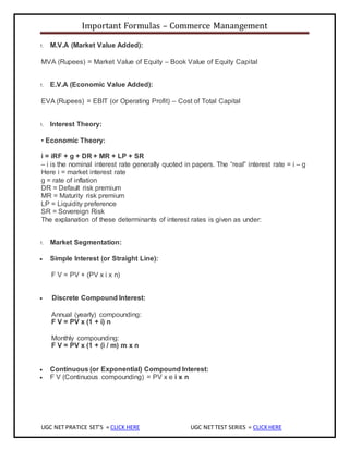 Important formules for ugc net commerce,management (most important ...