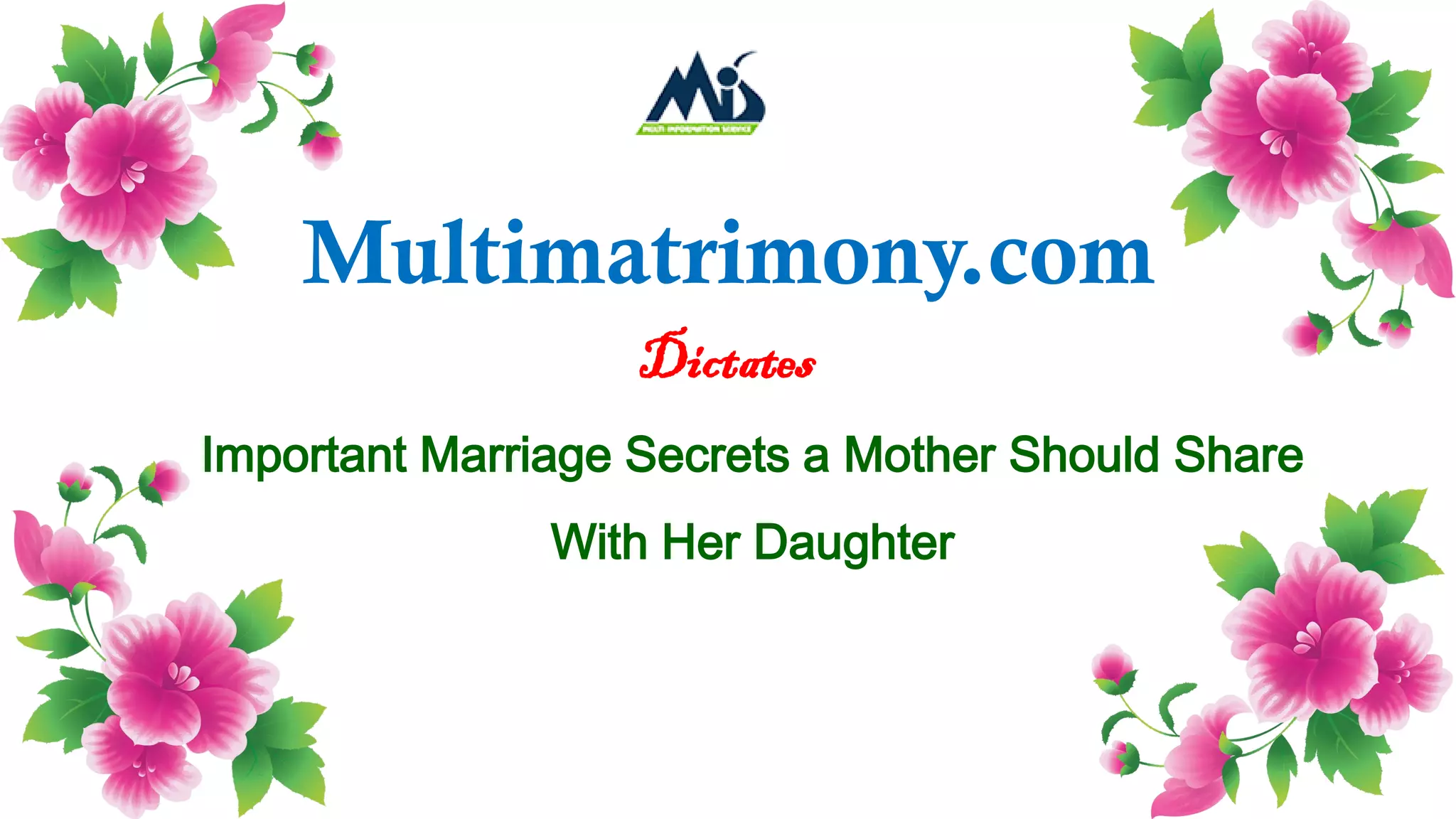 Important marriage secrets a mother should share with her daughter | PPT