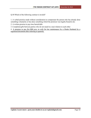CPT Law Imp MCQs on Contract Act | PDF