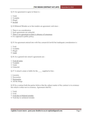 CPT Law Imp MCQs on Contract Act | PDF
