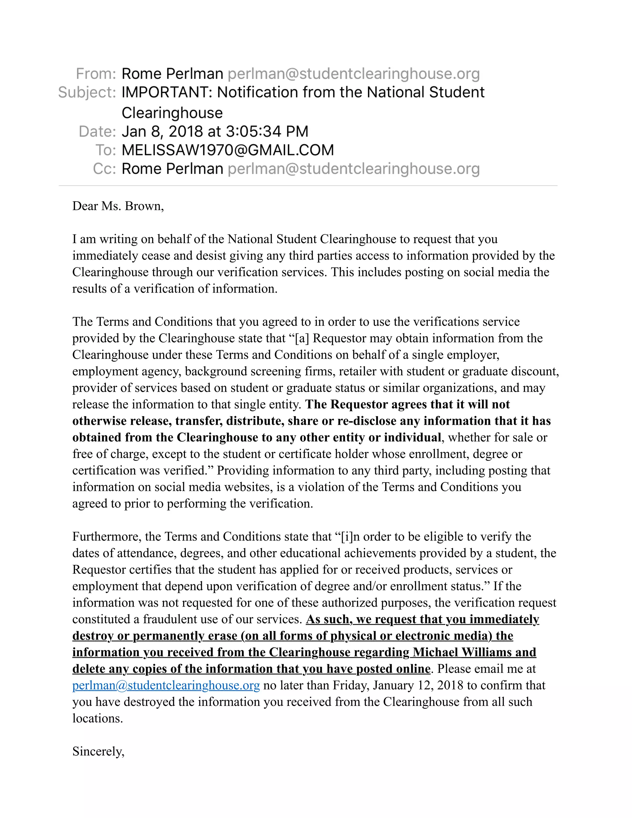 Important Notification from the National Student Clearinghouse | PDF