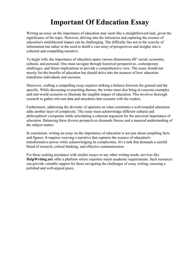 Important Of Education Essay | PDF