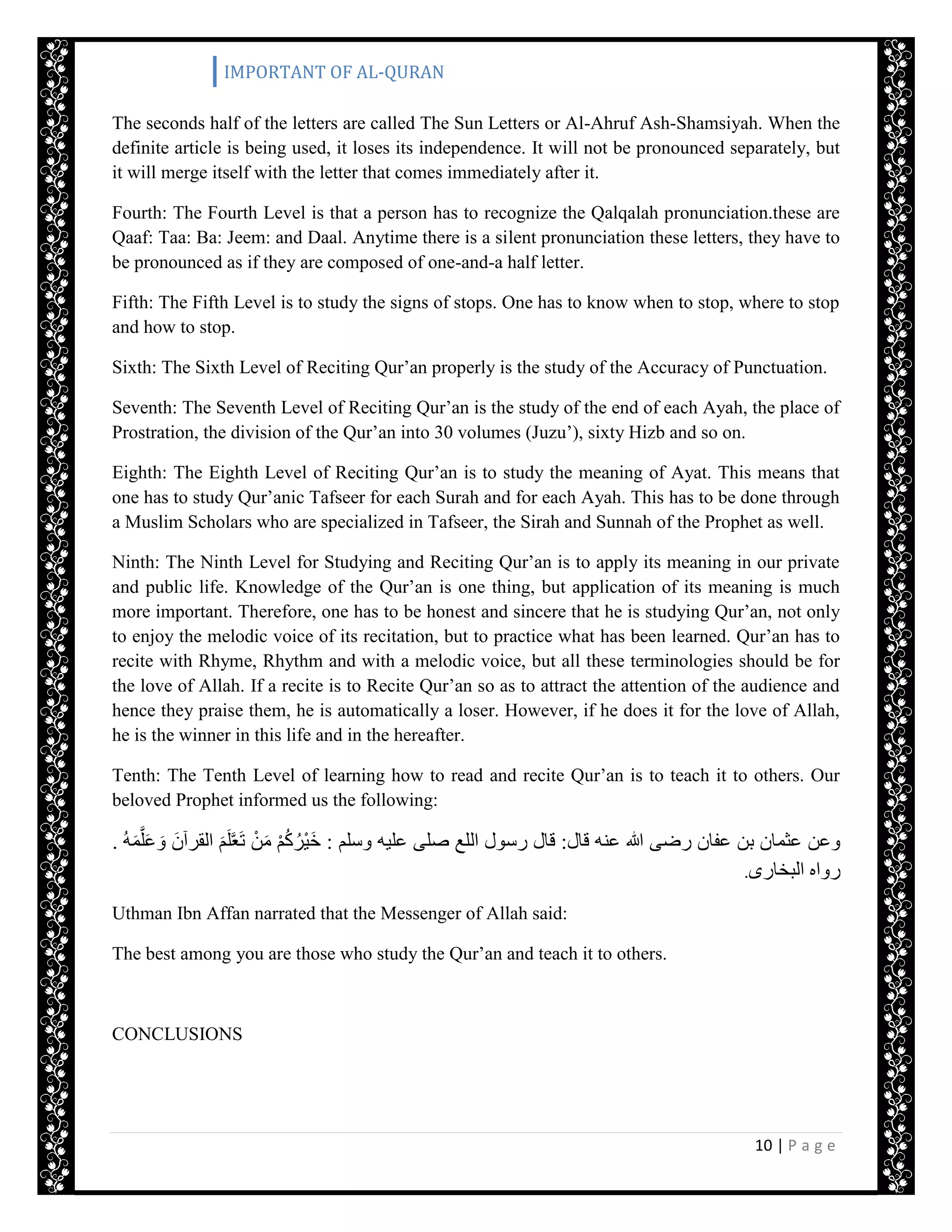 Important of quran | DOCX
