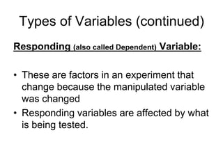 Important parts of an experiment ss | PPT