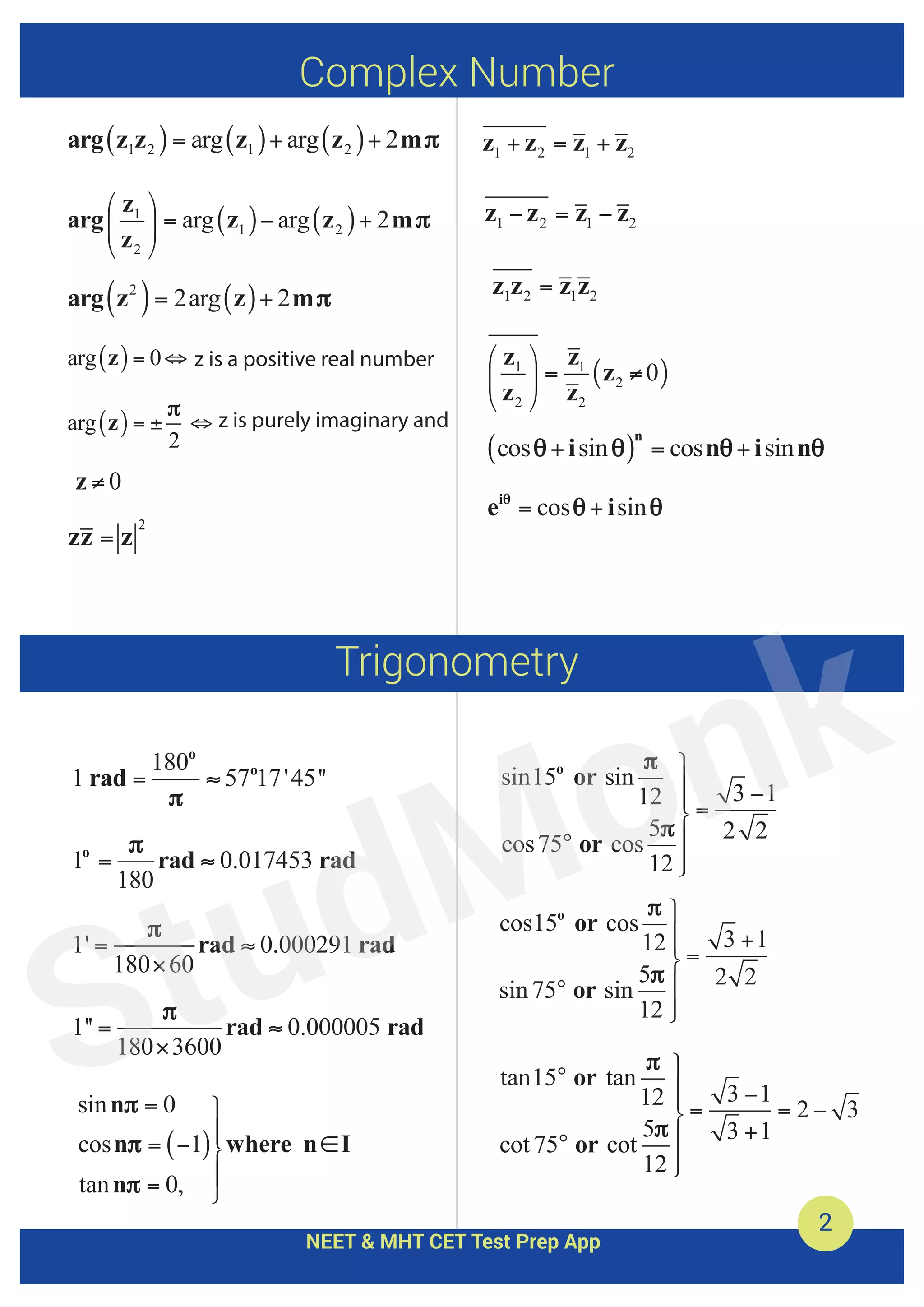 Important Formulas PDF for Physics | Mathematics- StudMonk | PDF