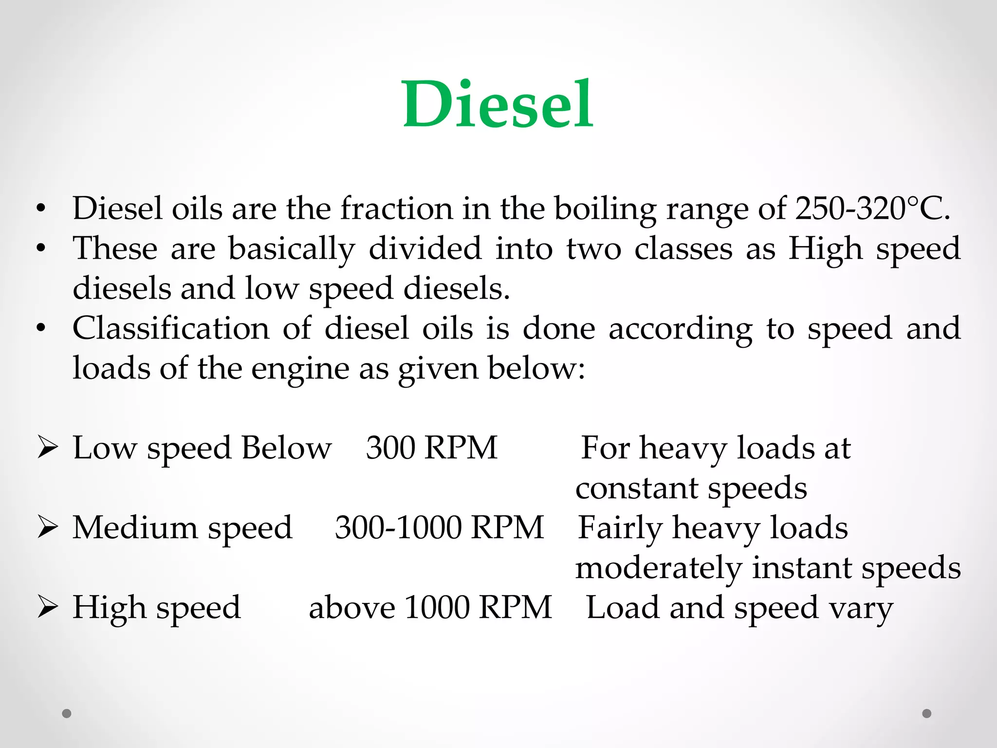 Important properties of diesel, kerosene and heavy fractions like lube ...