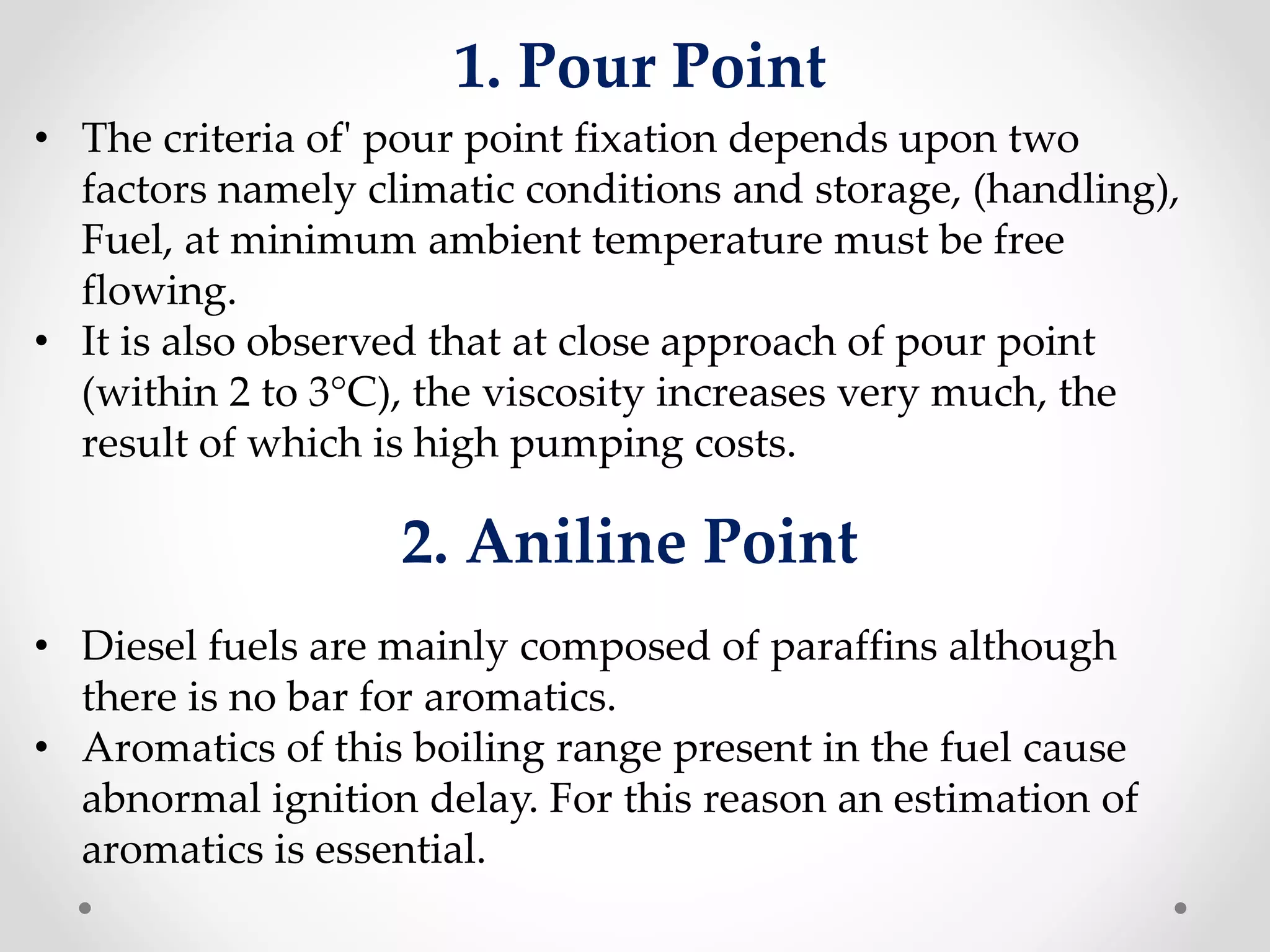 Important properties of diesel, kerosene and heavy fractions like lube ...