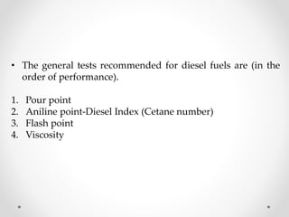 Important properties of diesel, kerosene and heavy fractions like lube ...