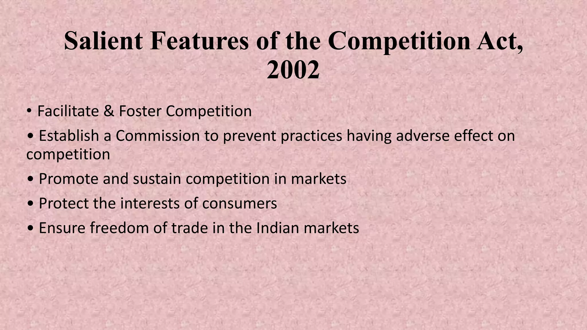 Important provisions of competition act, 2002 | PPTX