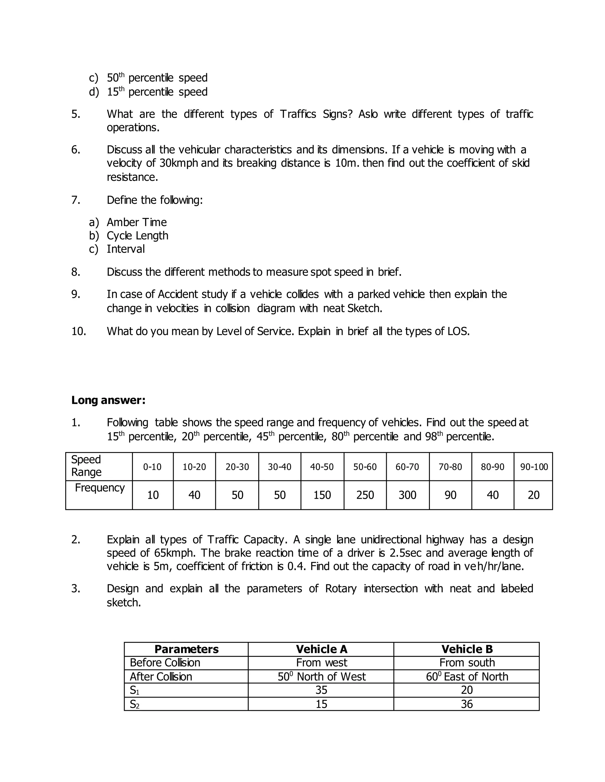 Important q of traffic | DOCX | Physics | Science