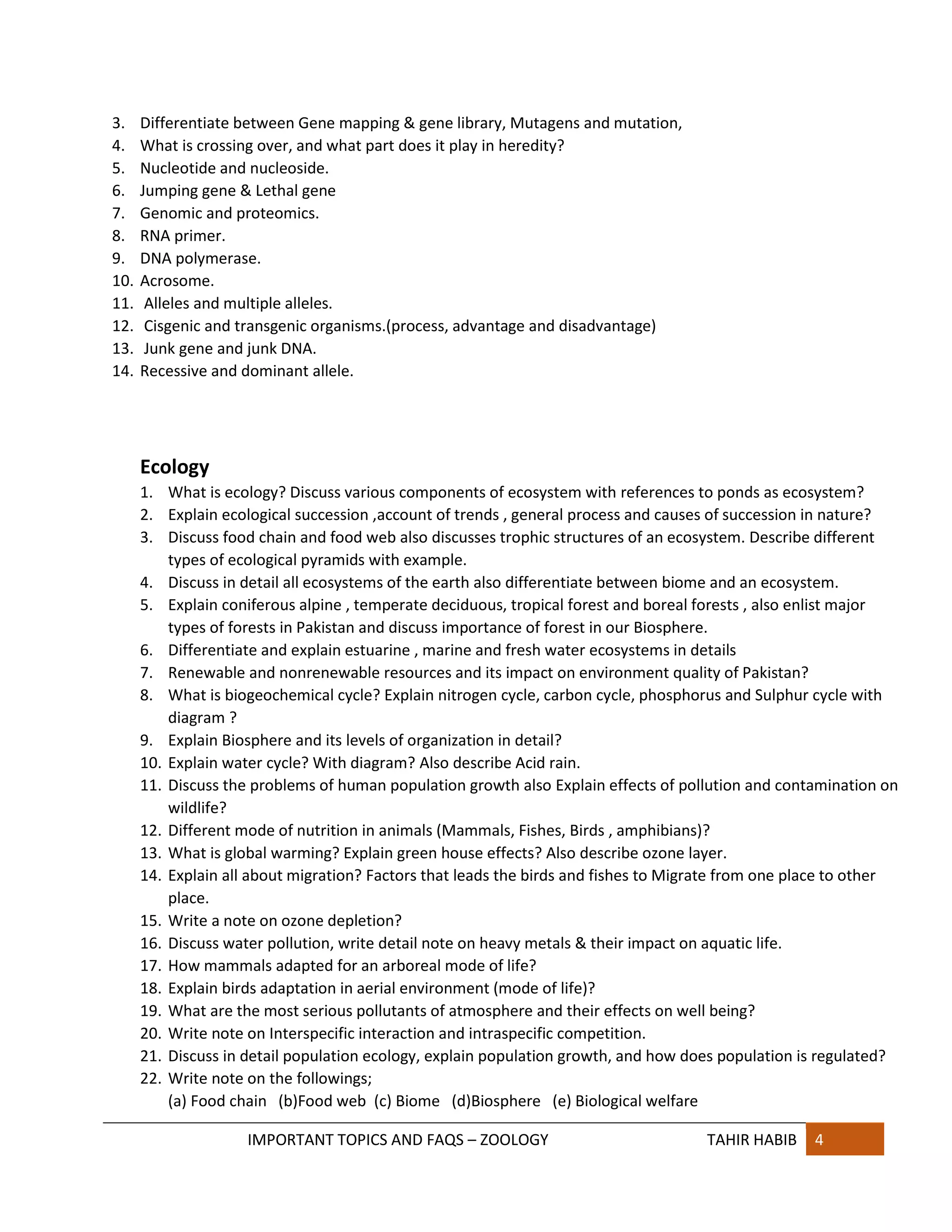 Important questions of Zoology, wildlife, zoogeography , Biochem, cell ...