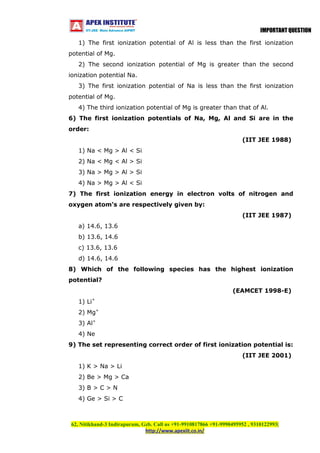 Important question for iit jee(chemistry) | PDF