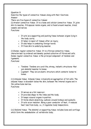 Important Question with Answer of Tissues class 9 | DOCX