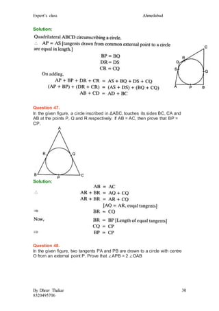 Important questions for class 10 maths chapter 10 circles with ...