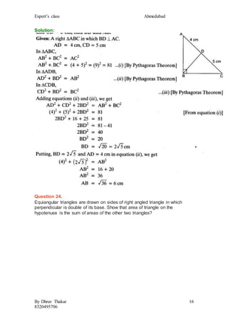 Important questions for class 10 maths chapter 6 triangles with ...