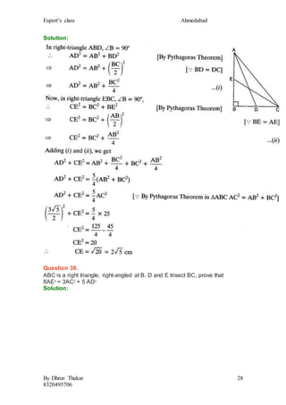 Important questions for class 10 maths chapter 6 triangles with ...