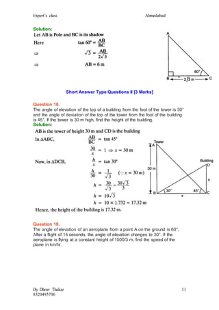 Important questions for class 10 maths chapter 9 some applications of ...