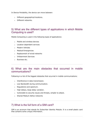 Important questions on mobile computing | PDF