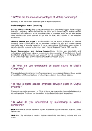 Important questions on mobile computing | PDF