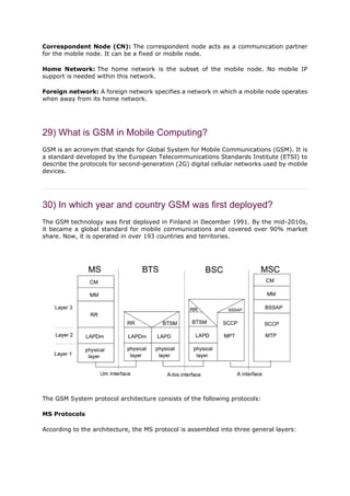 Important questions on mobile computing | PDF