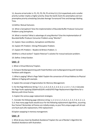 Important Questions from Operating Syste | PDF