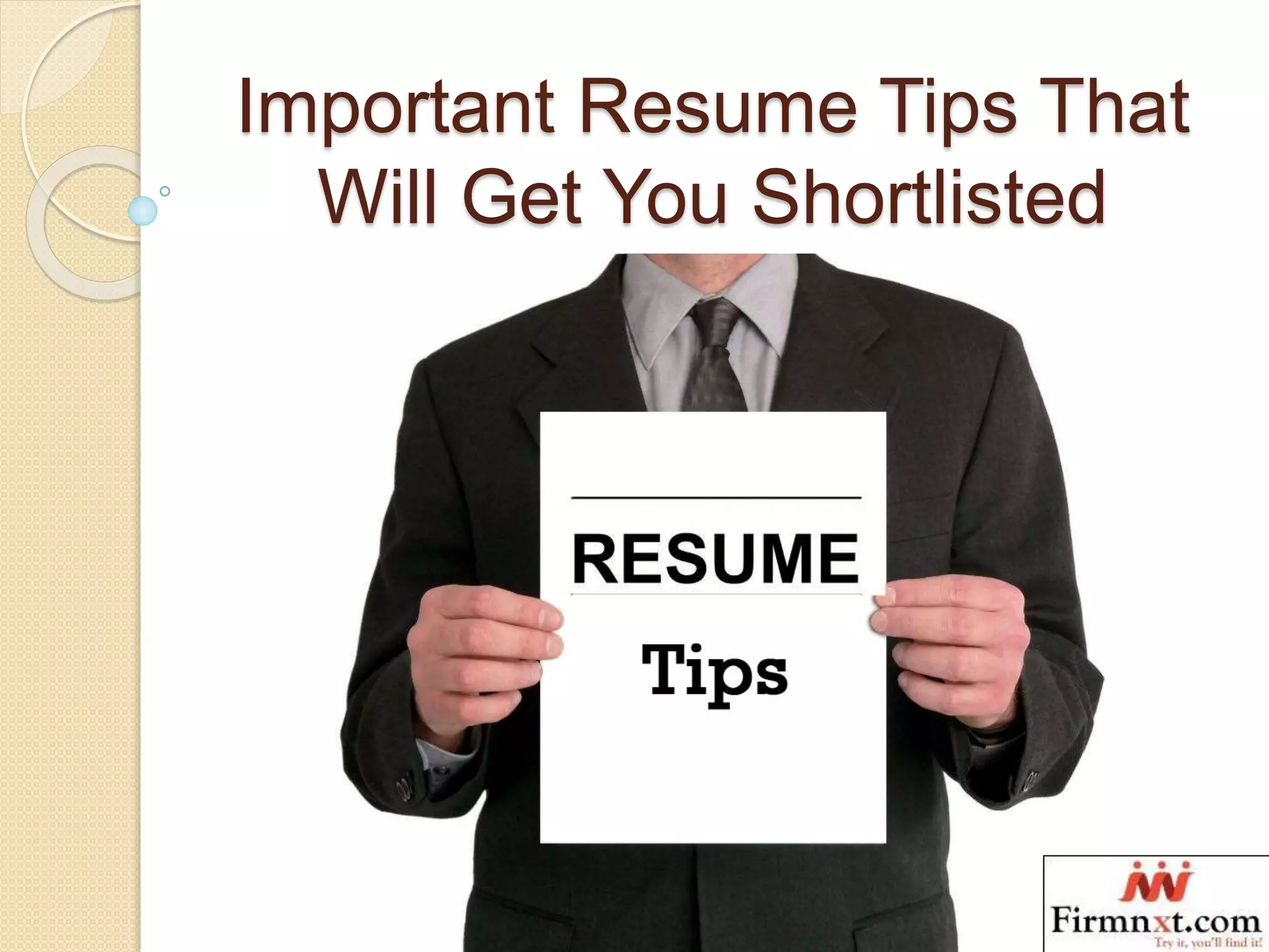 Important Resume tips that will get you shortliste | PPTX