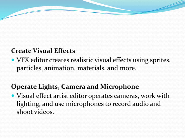 Important Roles of Visual Effects Editor | PPT