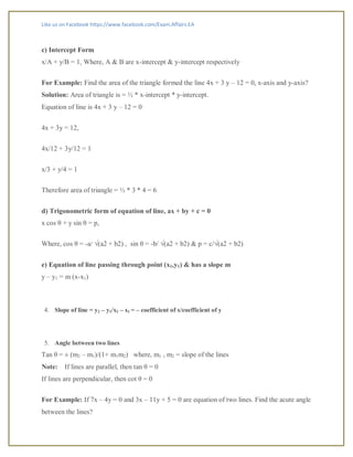 Important short tricks on coordinate geometry | PDF
