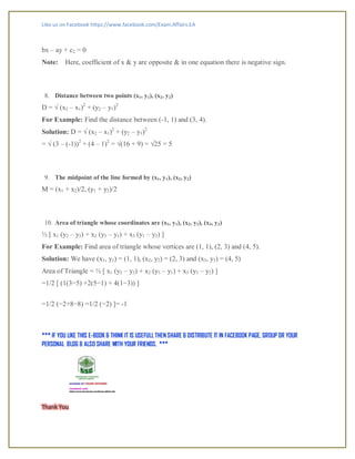 Important short tricks on coordinate geometry | PDF