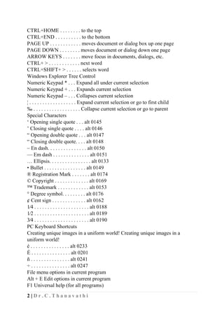 Important shot cut keys for computer dr.c.thanavathi | PDF