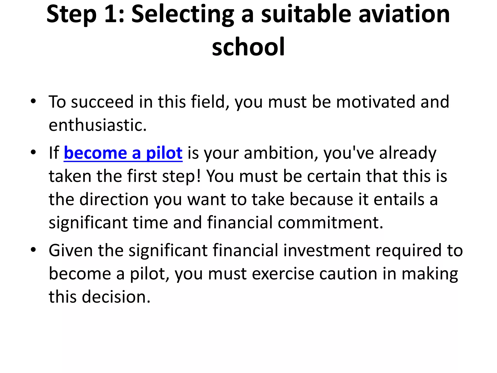 IMPORTANT STEPS TO BECOMING A PILOT | PPT