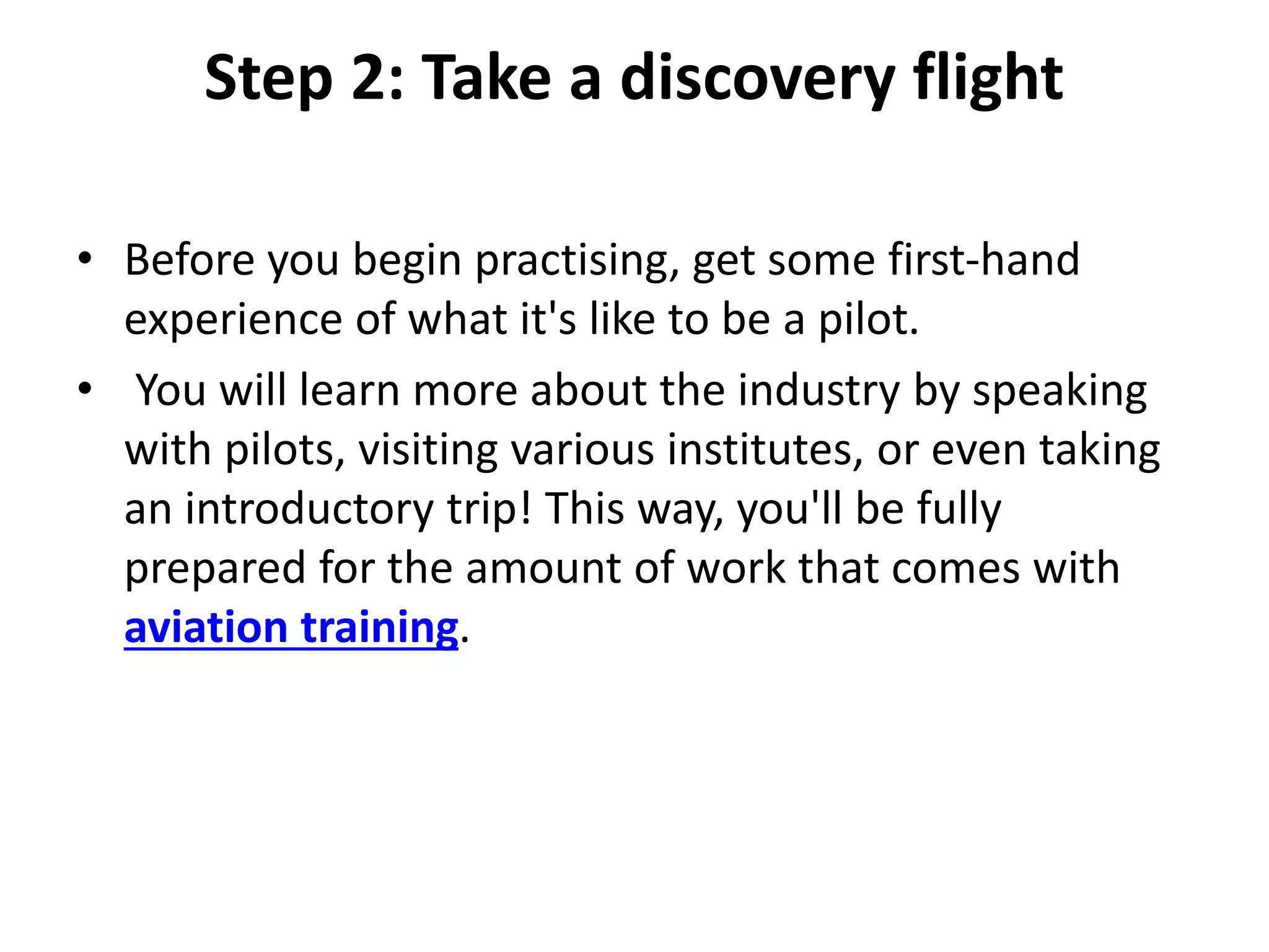 IMPORTANT STEPS TO BECOMING A PILOT | PPT