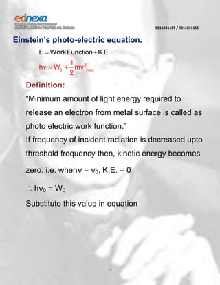 Important Summary JEE Main Physics - Electrons and Photons | DOCX