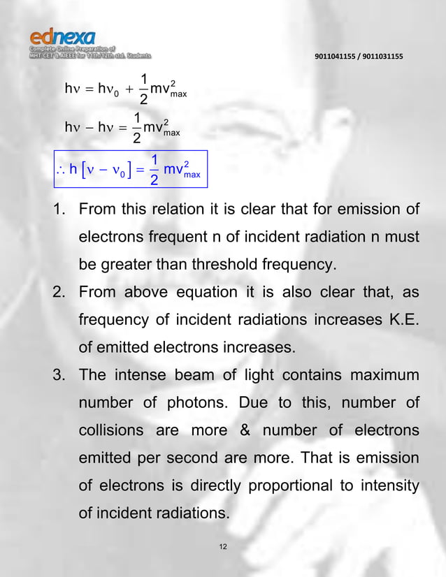 Important Summary JEE Main Physics - Electrons and Photons | PDF