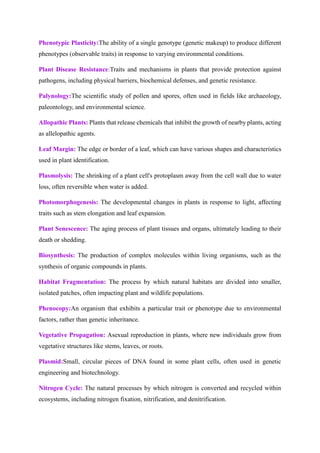important terms and concepts Botany Shohab | PDF