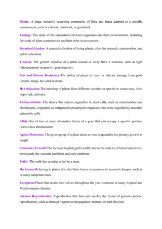 important terms and concepts Botany Shohab | PDF
